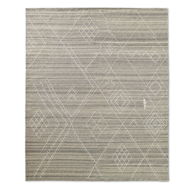 Sarto Embroidered Flatweave Rug - Grey