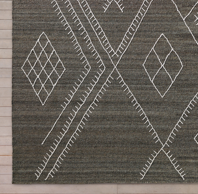 Sarto Embroidered Flatweave Rug Swatch - Charcoal