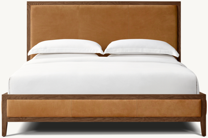 French Contemporary Leather Panel Bed