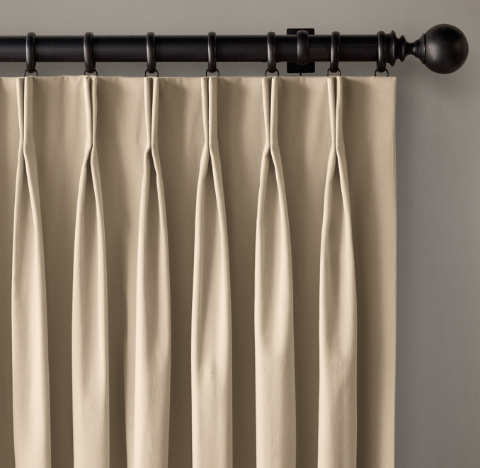 Custom Brushed Cotton Twill 2-Fold French-Pleat Drapery All Colors On ...