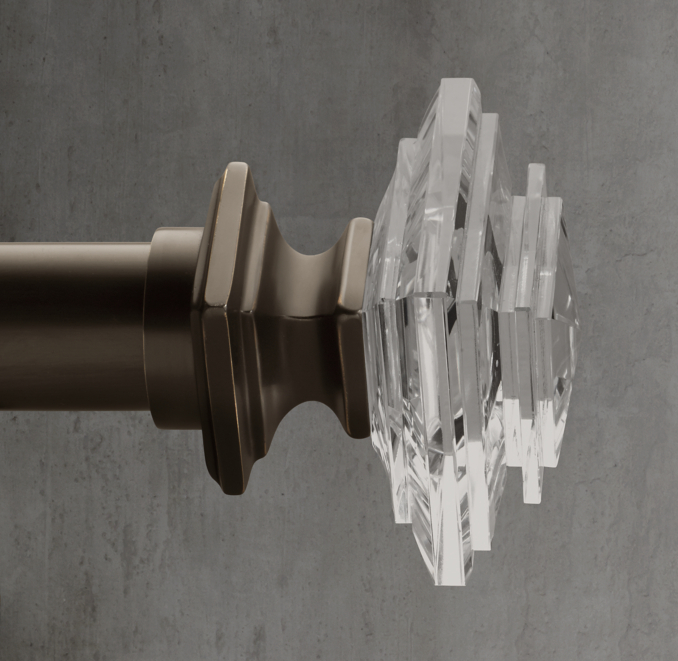 Custom Estate Rod with Crystal Square Finials | RH