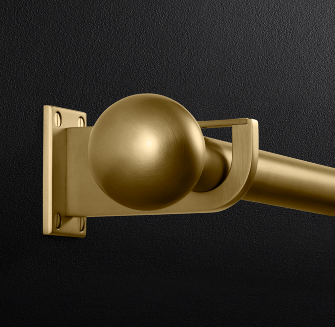 Bayonne Solid Brass Ball Finial & Rod Set