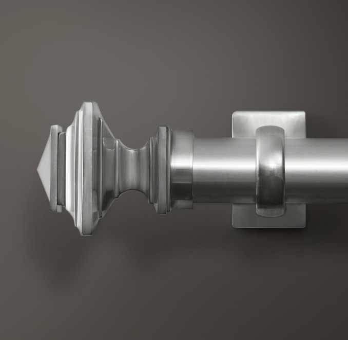 Estate Metal Square Finial & Rod Set