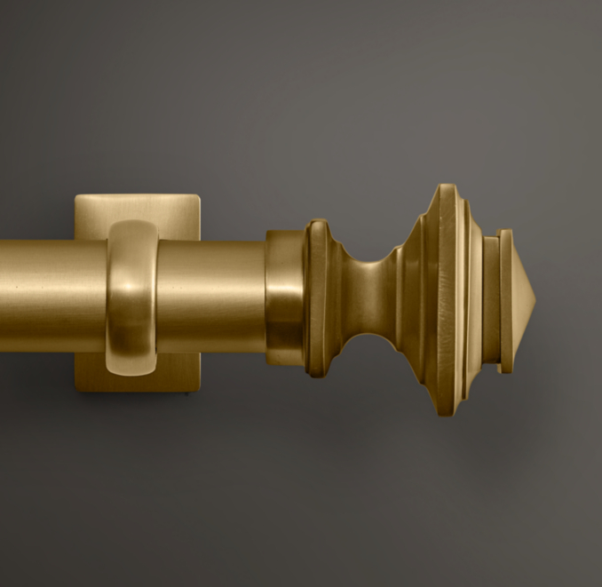 Estate Metal Square Finial & Rod Set | RH