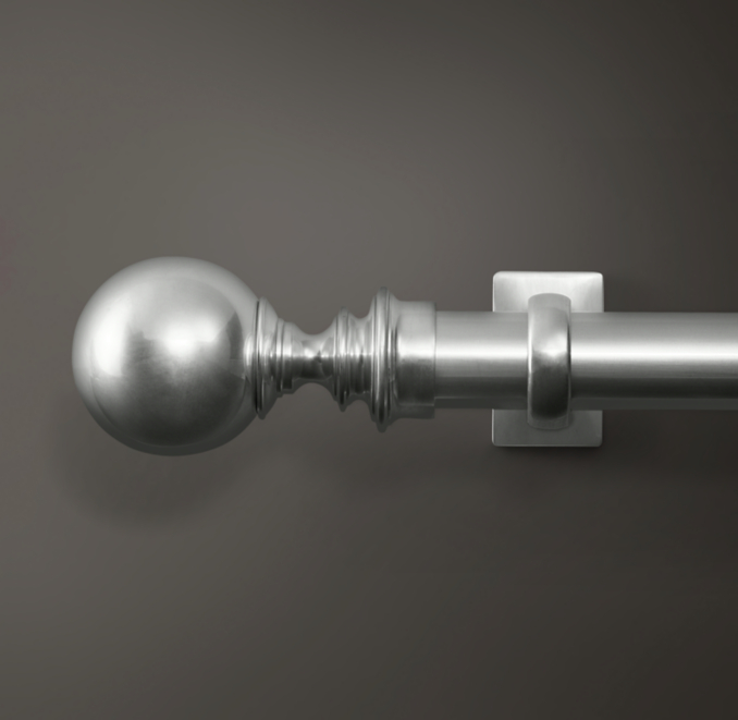 Estate Metal Ball Finial & Rod Set | RH