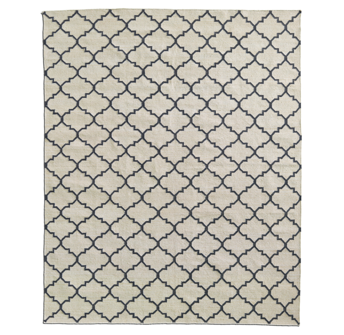 Moroccan Tile Outdoor Rug - Ivory/Black
