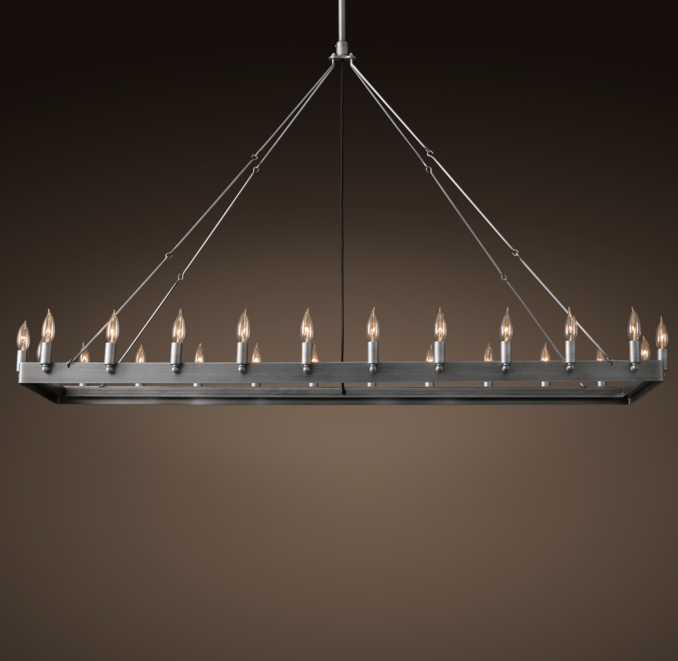 Camino Vintage Candelabra Rectangular Chandelier 62"