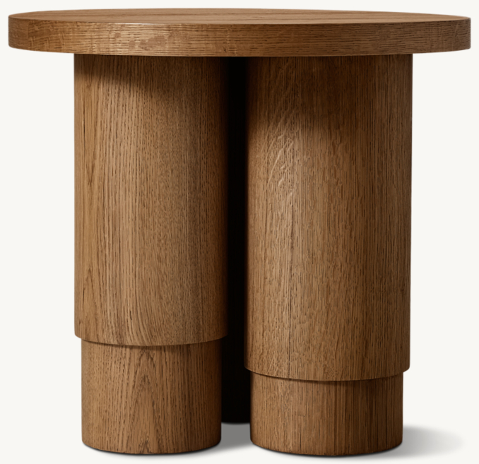 Oak Tropez Round Pedestal Side Table