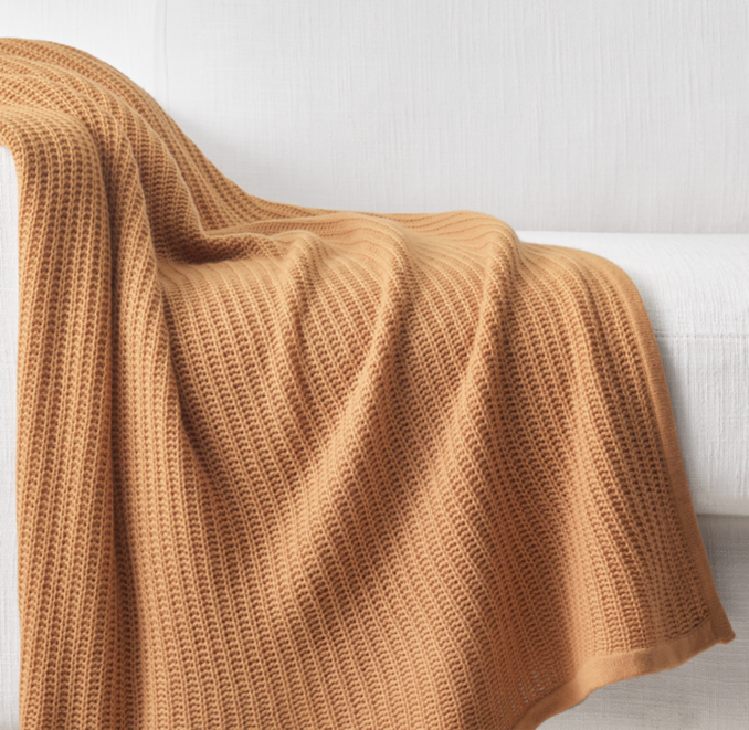 Nepalese Cashmere & Merino Ribbed Throw | RH