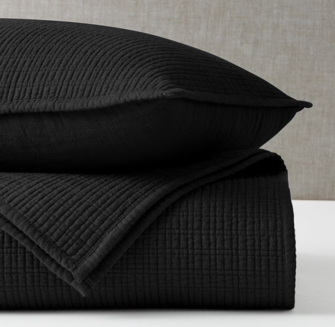 Textured Washed Linen Coverlet