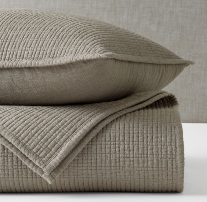 Textured Washed Linen Coverlet