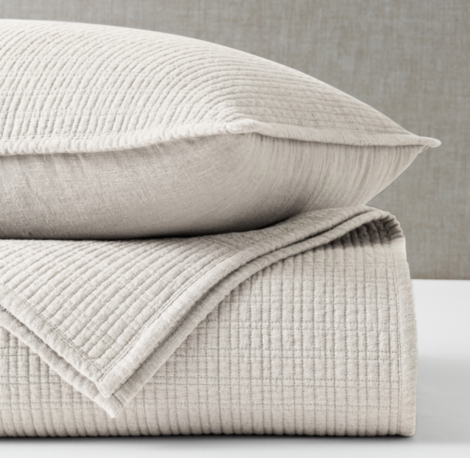 Textured Washed Linen Coverlet