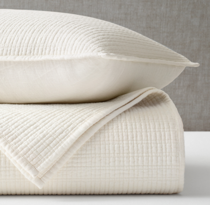 Textured Washed Linen Coverlet