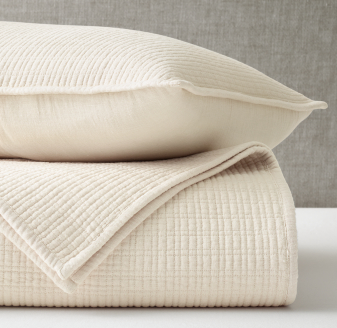 Textured Washed Linen Coverlet