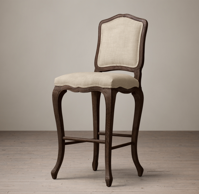 Vintage French Camelback Fabric Stool