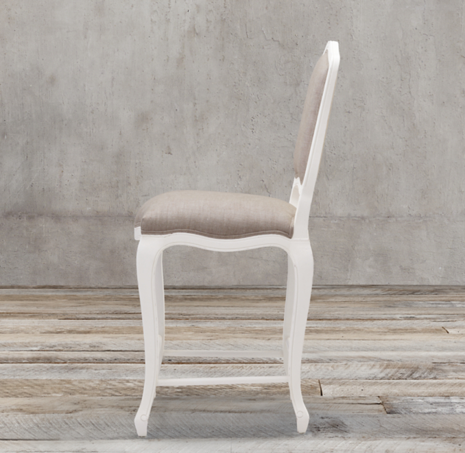 Vintage French Camelback Fabric Stool