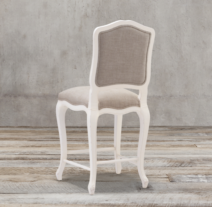 Vintage French Camelback Fabric Stool