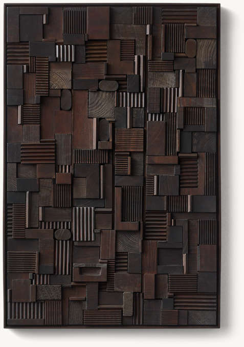 Cubist Wood Wall Panel Art | RH