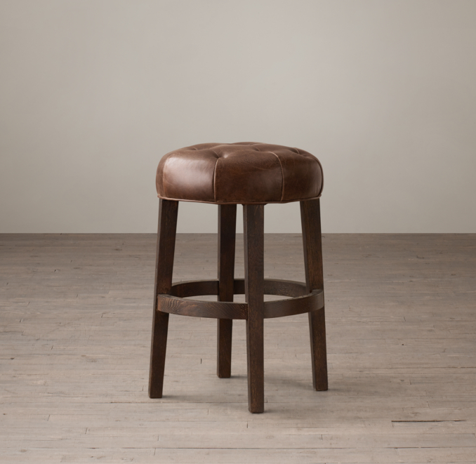 Bennett Backless Leather Stool