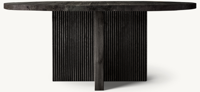 Reclaimed Oak Reeded Round Dining Table Collection | RH