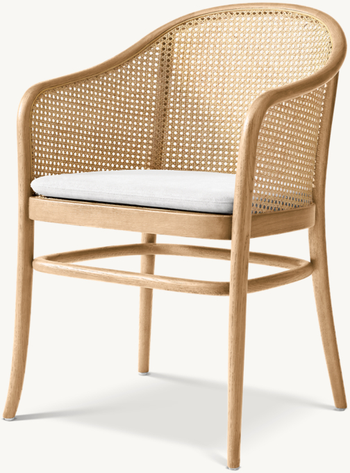 Juliette Cane Barrel Dining Chair Fabric Cushion RH