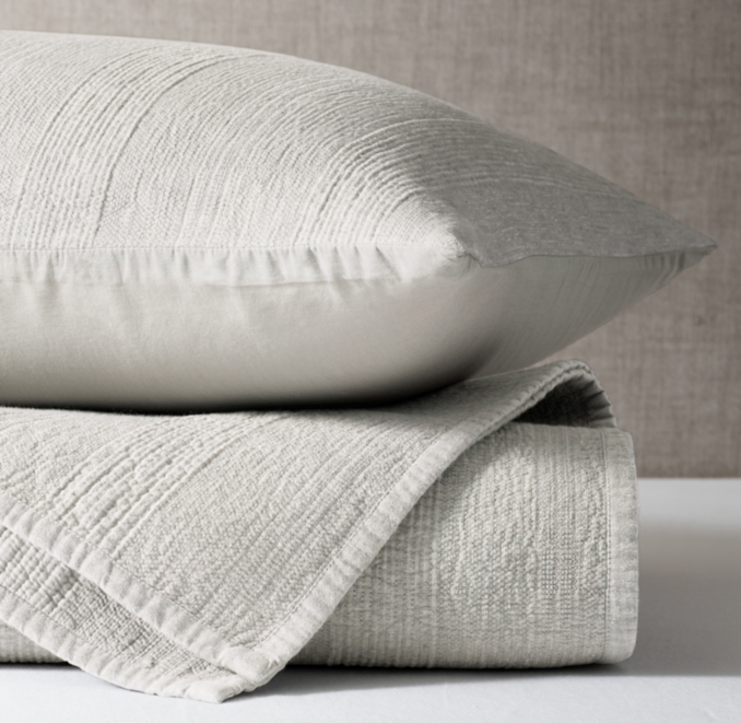 Banded Washed Linen Coverlet