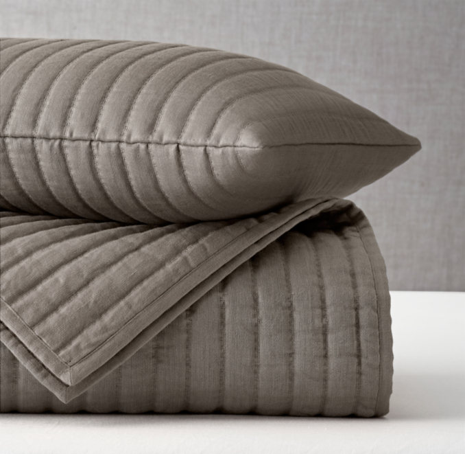 Channel-Stitched Linen Sateen Coverlet