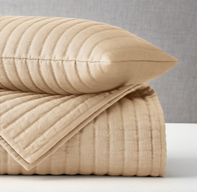 Channel-Stitched Linen Sateen Coverlet