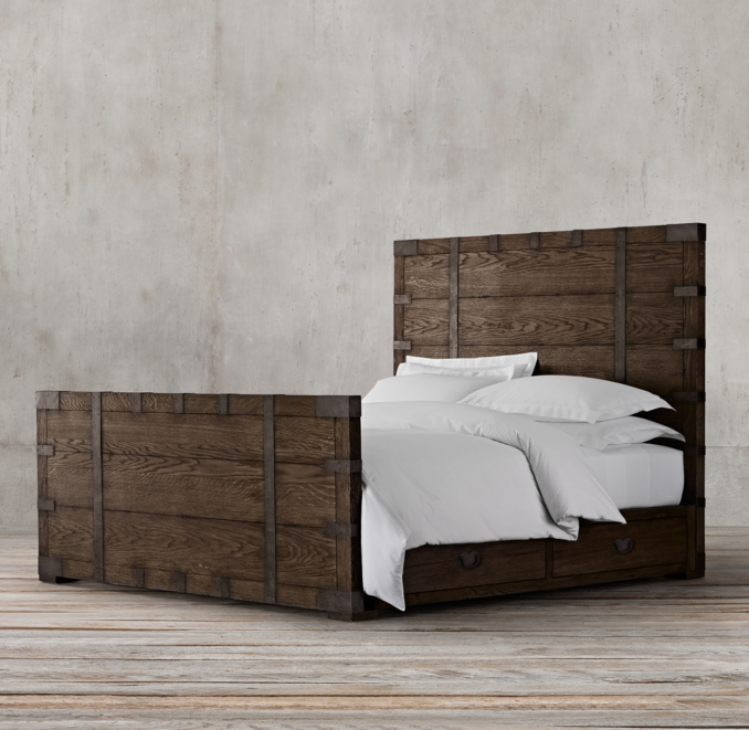 Heirloom Silver-Chest Platform Storage Bed With Footboard