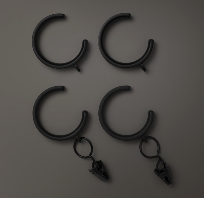 Easton Solid Brass Drapery C-Rings (Set of 7) | RH