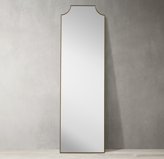 Italian Midcentury Notched Corner Floor Mirror