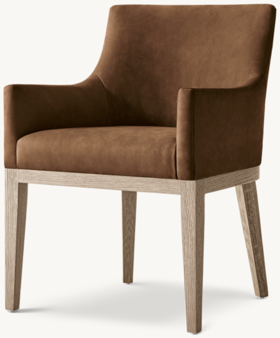 Morgan Curved-Back Track Arm Leather Dining Armchair | RH
