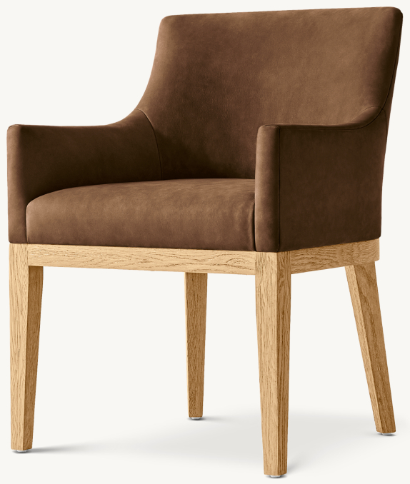 Morgan Curved-Back Track Arm Leather Dining Armchair