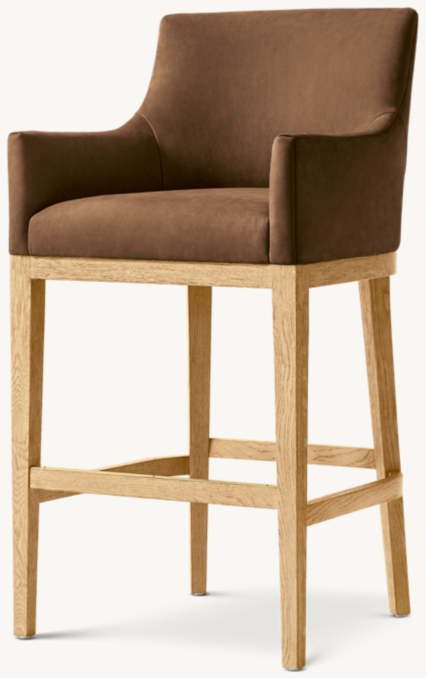 Morgan Curved-Back Track Arm Leather Bar & Counter Stool