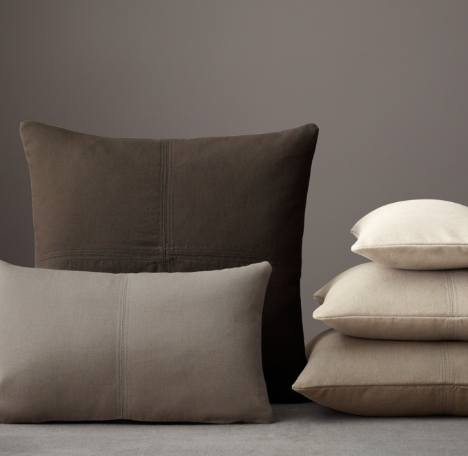 Brushed Linen Cotton 4-Square Pillow Cover | RH