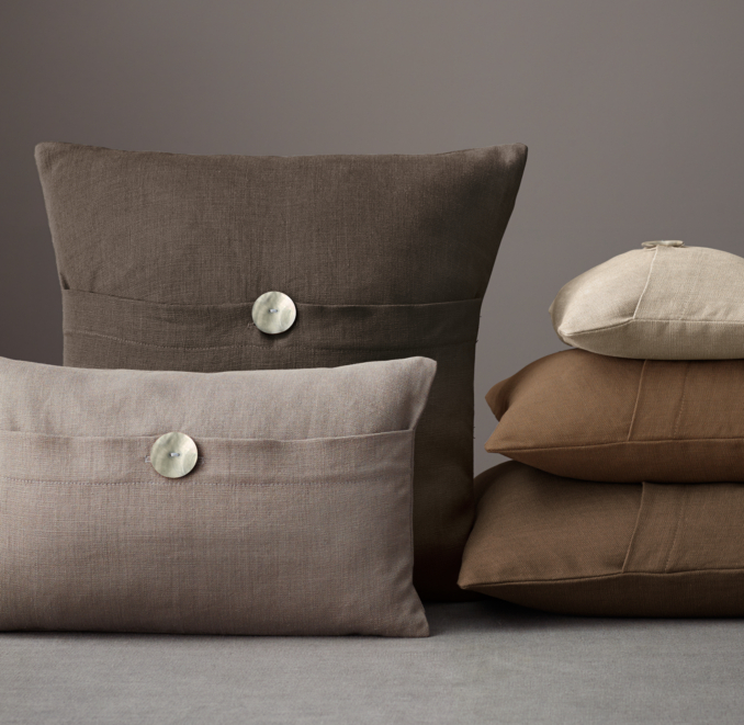Custom Belgian Textured Linen Button Pillow Cover