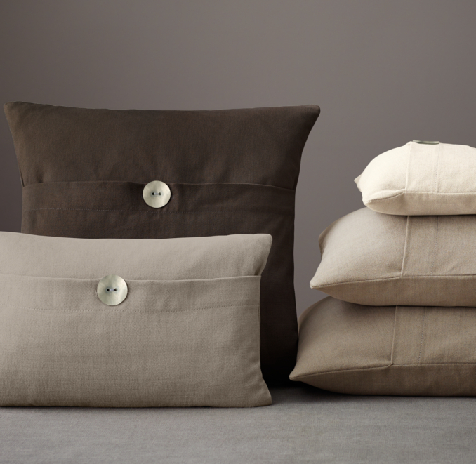 Custom Brushed Linen Cotton Button Pillow Cover