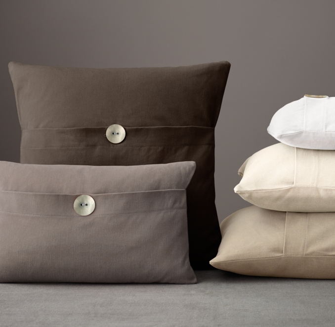 Brushed Cotton Twill Button Pillow Cover