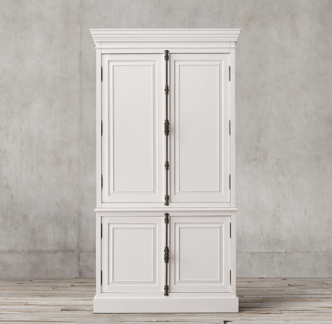 French Panel Double-Door Sideboard & Closed Hutch