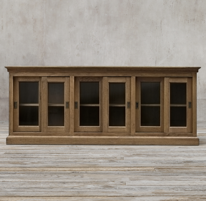 20th C. English Slider Glass Sideboard