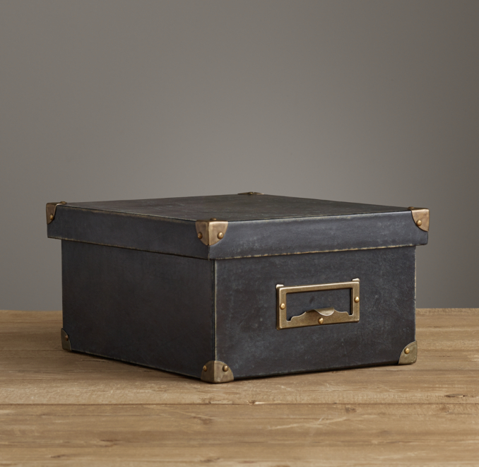 Distressed Leather Media Box Black