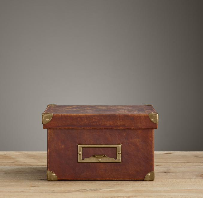 Distressed Leather Media Box Brown