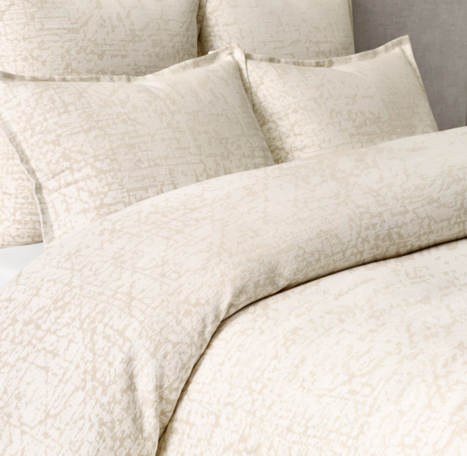 Distressed Linen Cotton Jacquard Bedding Collection | RH