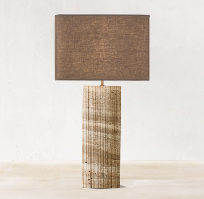 Tallado Travertine Convex Table Lamp
