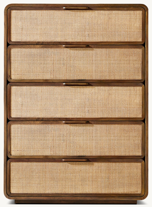 Santiago Cane Narrow 5-Drawer Dresser