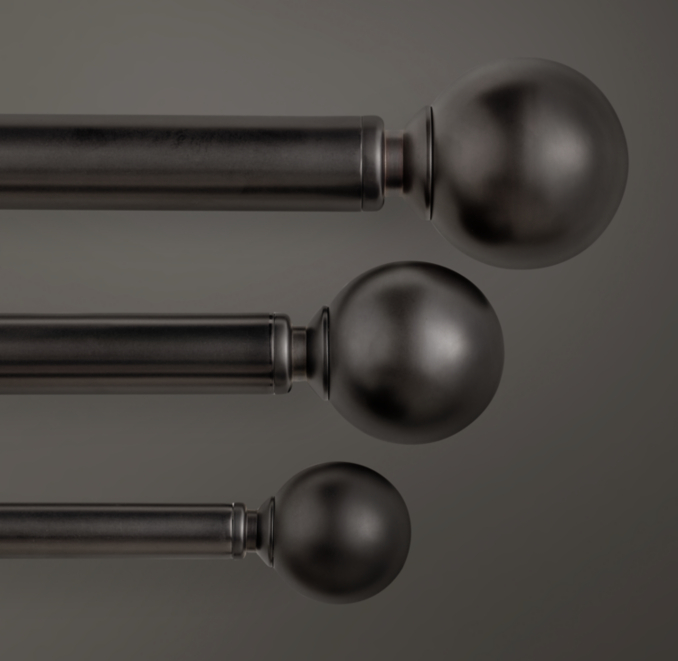 Easton Solid Brass Ball Finial & Rod Set | RH