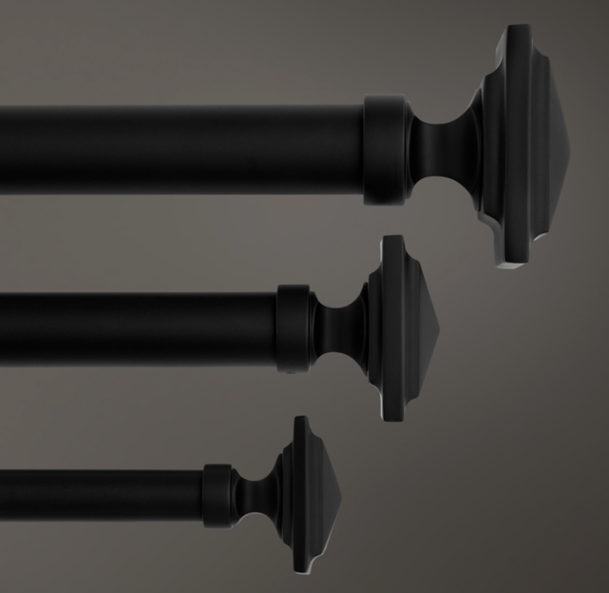 Easton Solid Brass Square Finial & Rod Set | RH