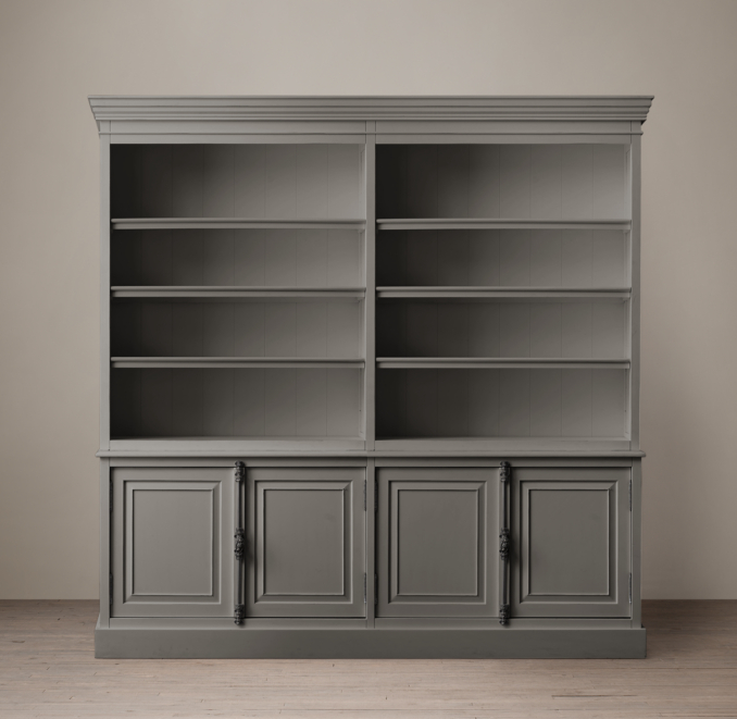 French Panel 4-Door Open Sideboard & Hutch