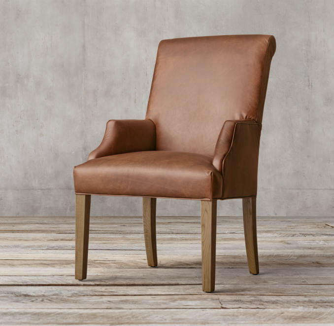 Hudson Roll-Back Leather Dining Armchair