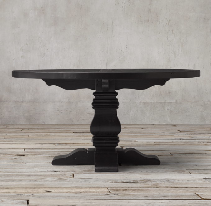 Salvaged Wood Trestle Round Dining Table
